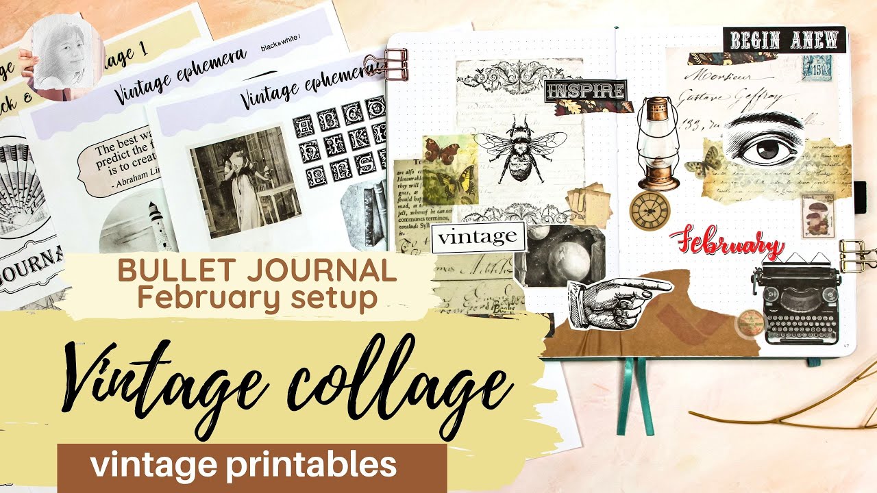 vintage collage bullet journal | bujo setup February 2023 | PLAN WITH ...