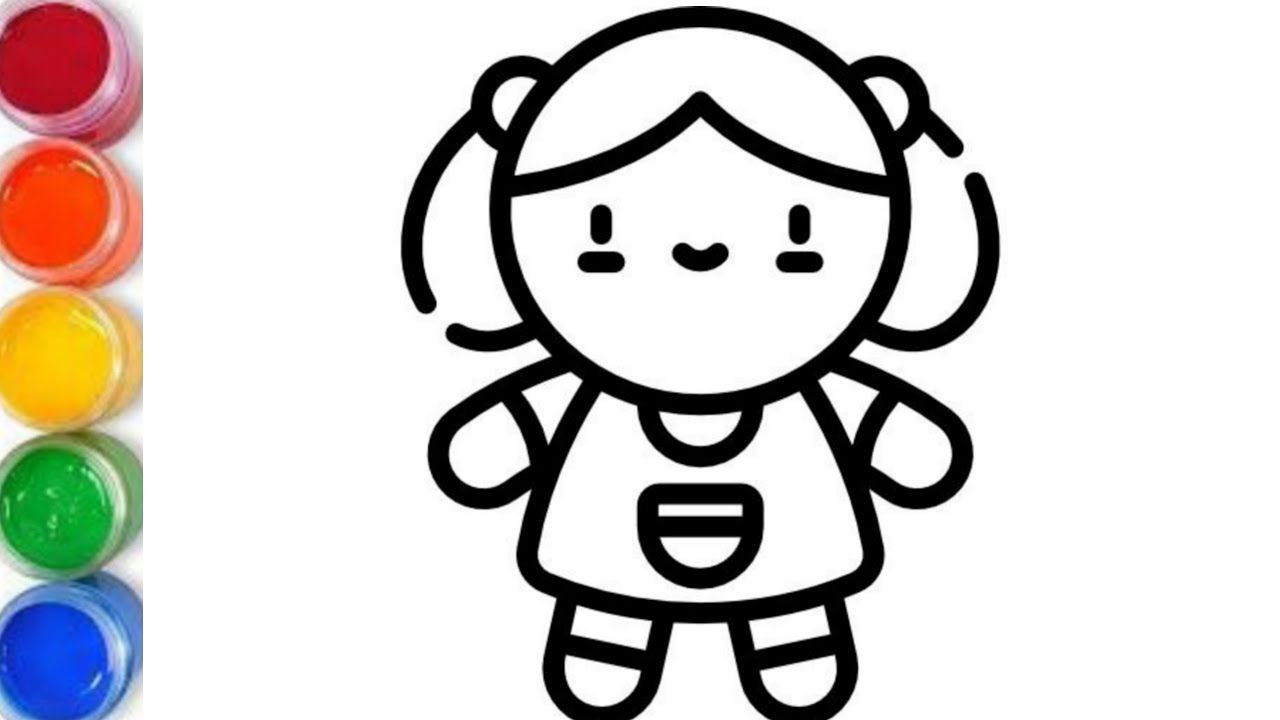 How to Draw a Doll| Draw easy doll colouring and Drawing For kids ...