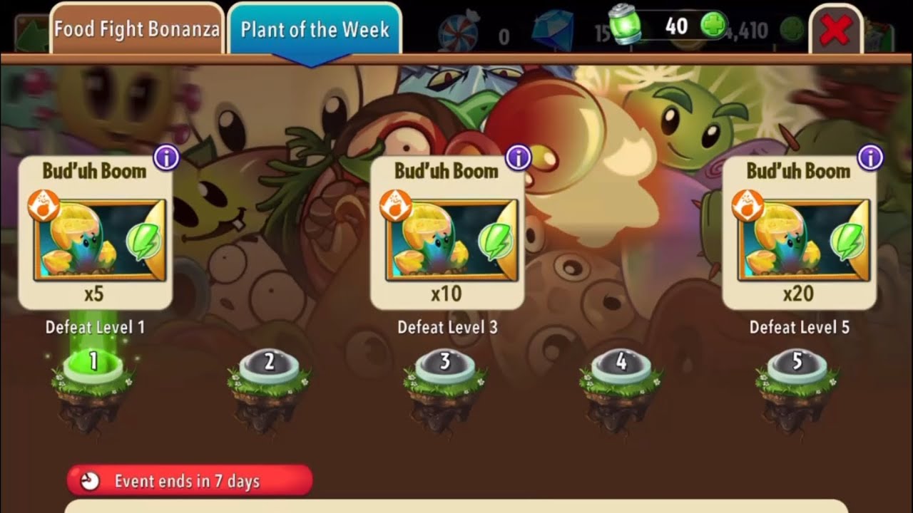 Plants vs Zombies 2 - Bud’uh Boom Level 1 to 5 (Plant of the Week ...