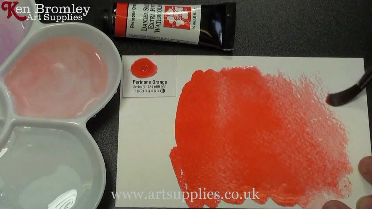 Daniel Smith Extra Fine Watercolour Perinone Orange 066 Series 3 - YouTube