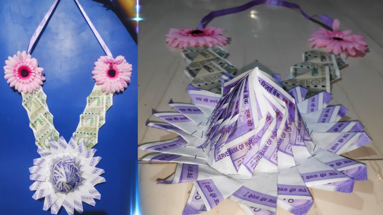 Noto ki mala | 5000₹ Notes decorative ideas | Ganpati ke liye Noto ki ...