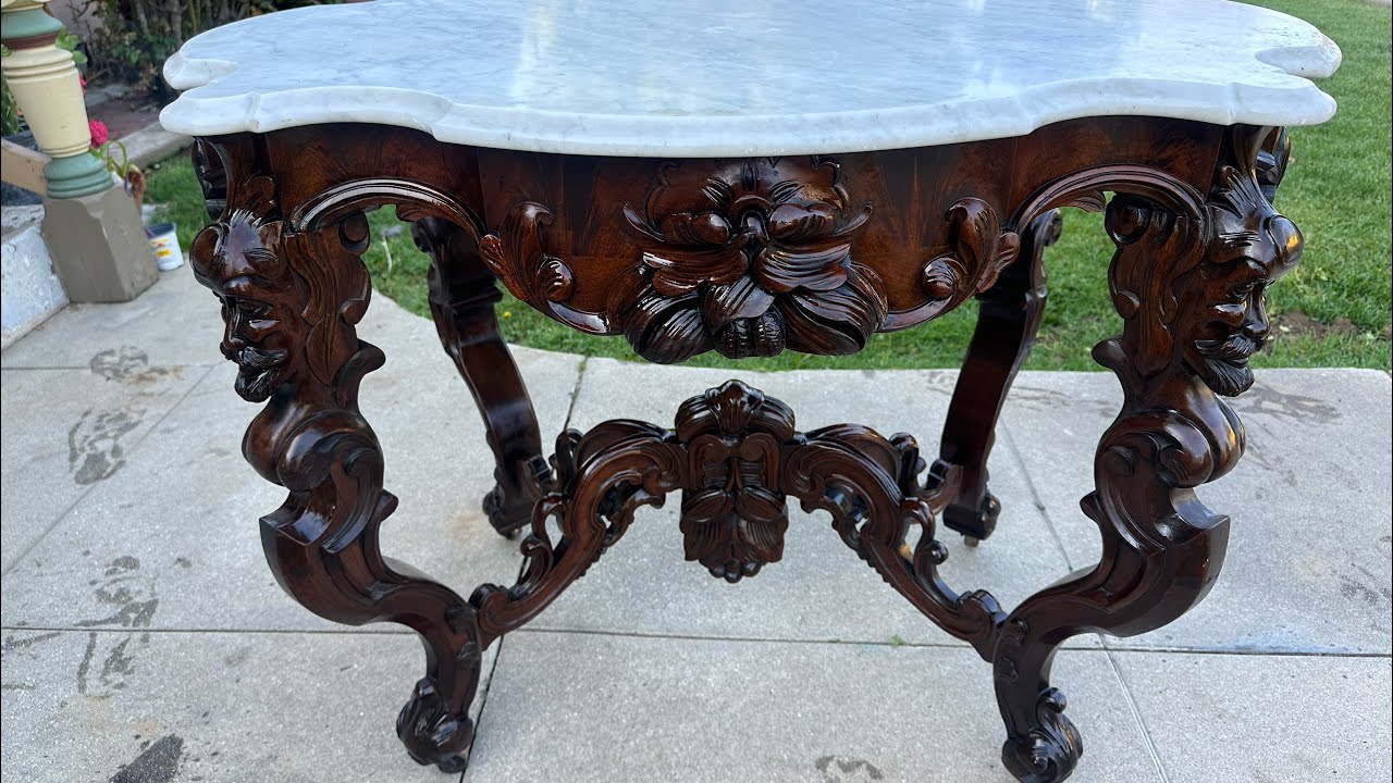 Antique Victorian Rococo Turtle top center table - YouTube