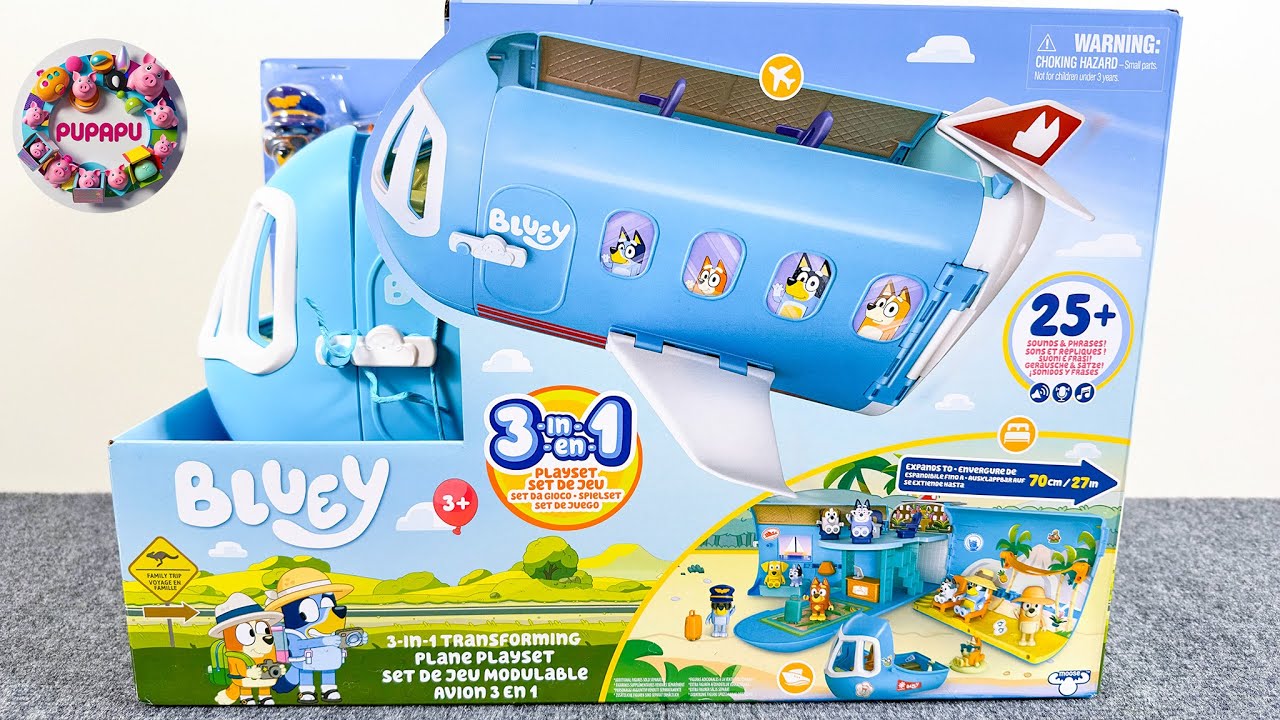 ASMR Unboxing New Bluey 3-in-1 Transforming Plane Playset | No Talking ...