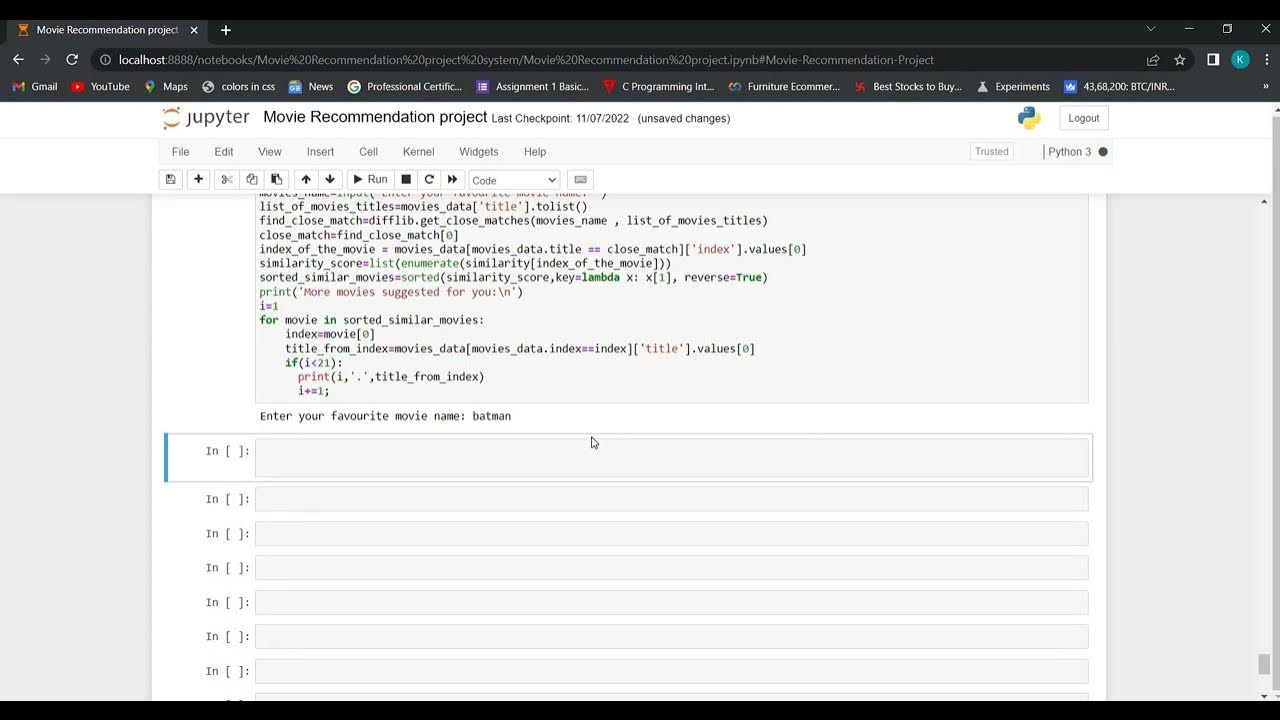movie recommendation system || python ||cosine similarity - YouTube