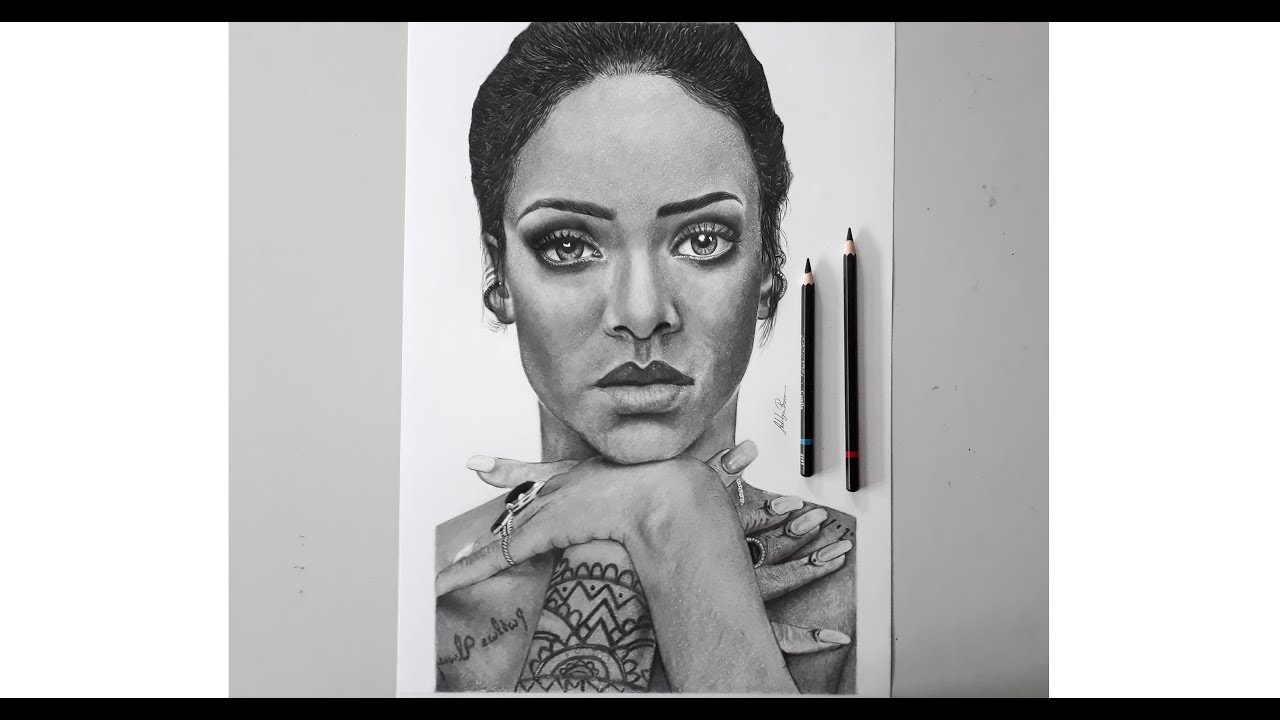 Drawing Rihanna Realistic Drawing pencil sketch. - YouTube