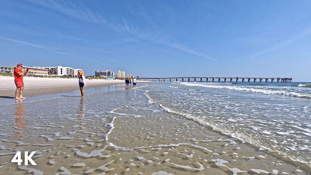 Jacksonville Beach Walk in Jacksonville FL, Relaxing Ocean Waves ASMR ...