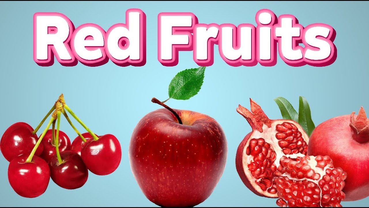 Red Color Fruits name for kids - YouTube