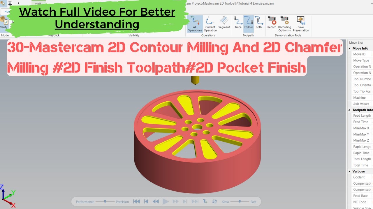 30-Mastercam 2D Contour Milling And 2D Chamfer Milling #2D Finish ...
