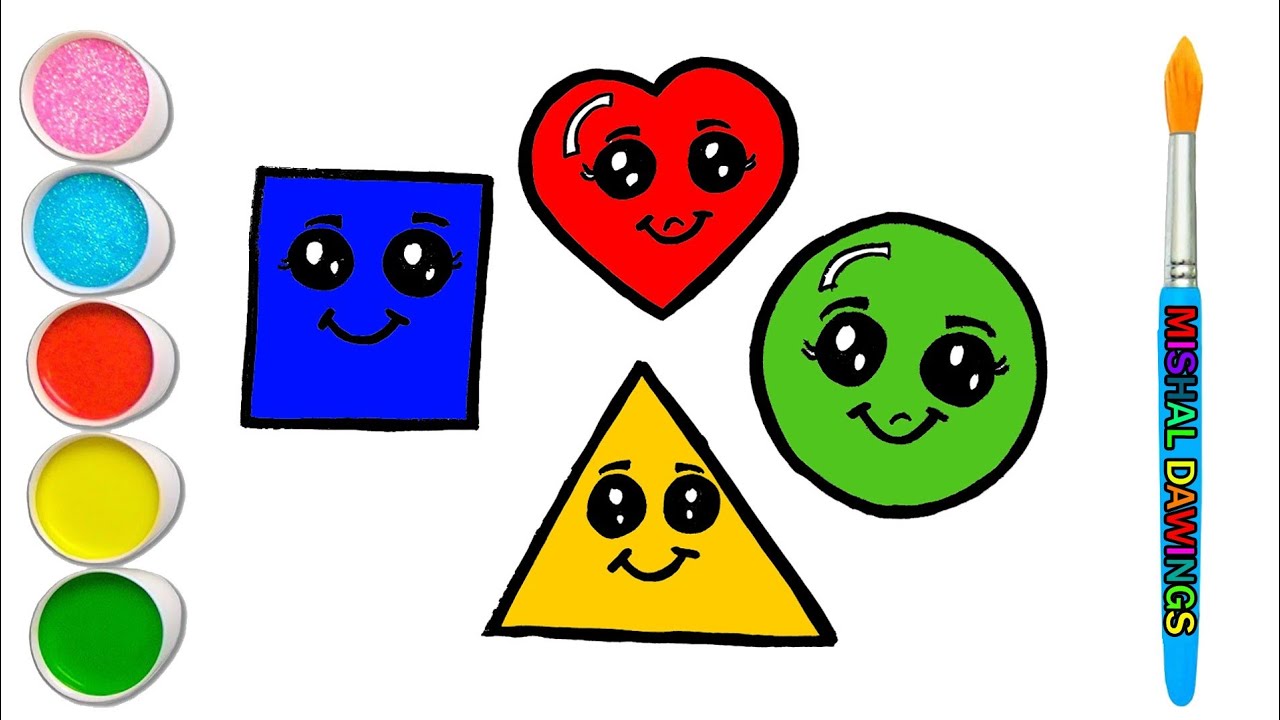 How To Draw Colourful Shapes-Lets Draw And Paint Shapes step by step -Mishal Easy Drawing 💫 ...