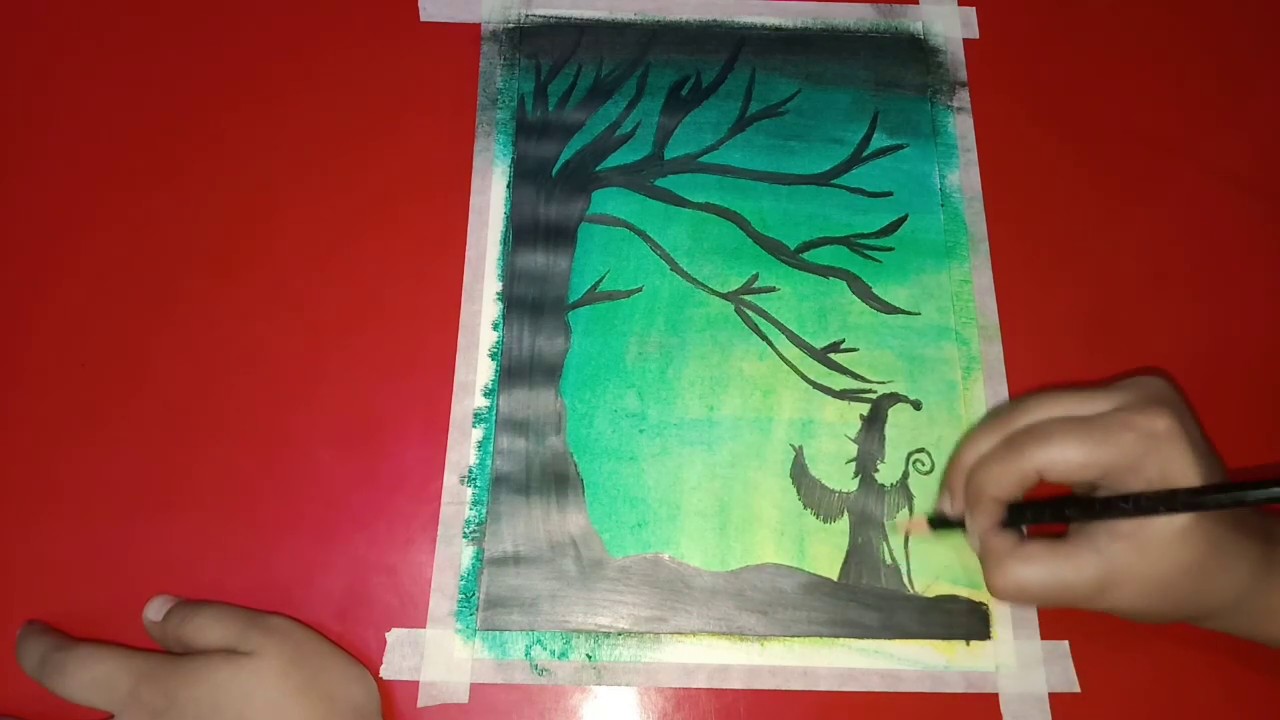 Oil pastle witch scenery ! Artwithshagun - YouTube