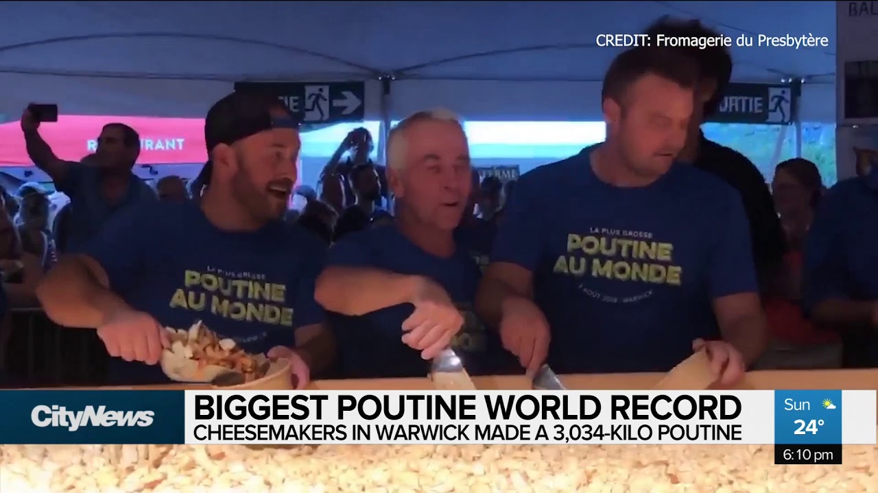 Biggest poutine record in Warwick - YouTube