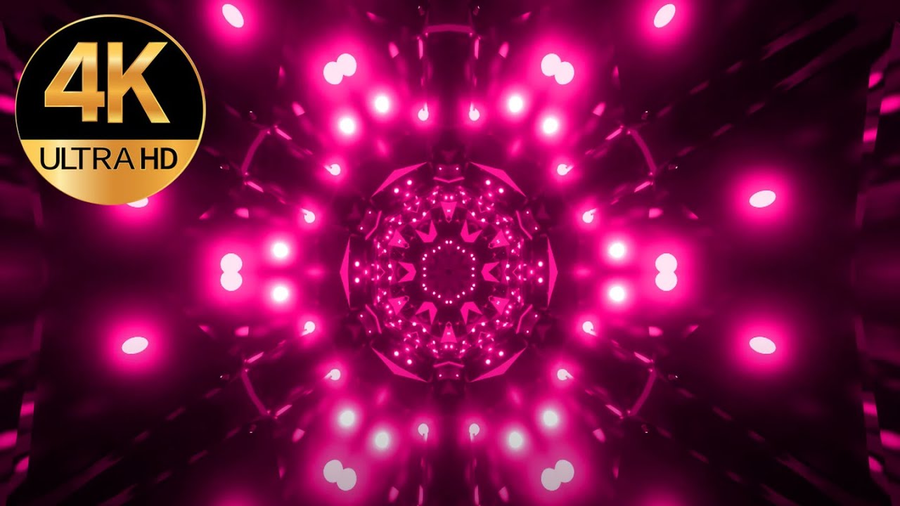 10 hour 4k Tv pink color moving led lights neon tunnel Abstract ...