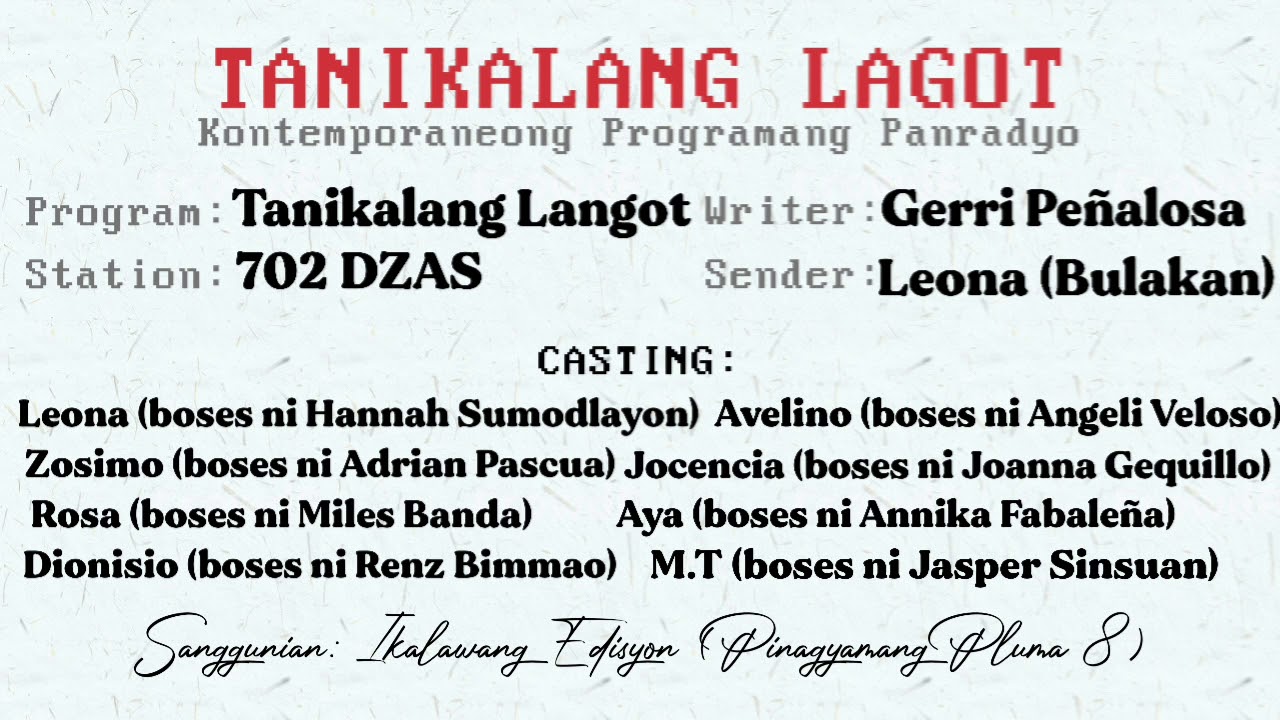 Dulang Panradyo - Tanikalang Lagot - YouTube