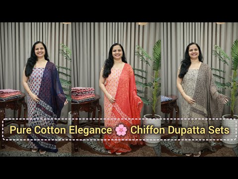 Pure Cotton Suit with Chiffon Dupatta | Elegant & Breezy Look