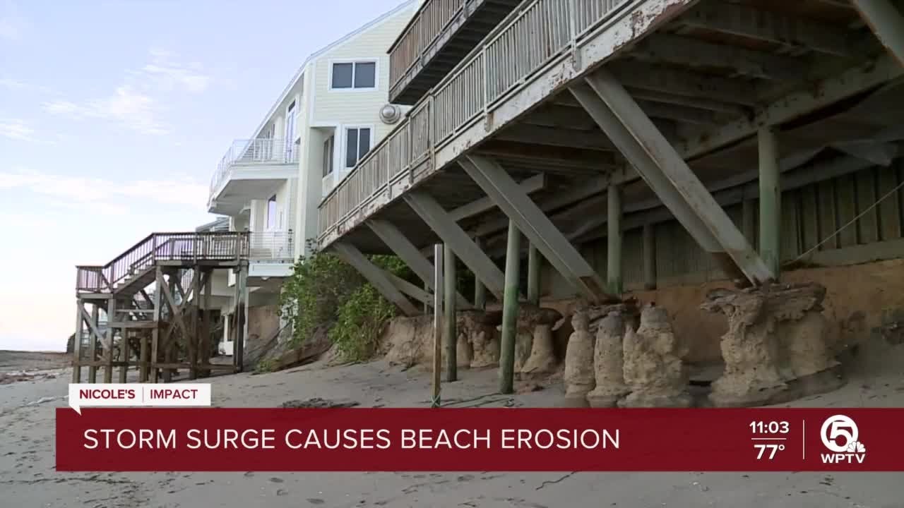 Storm surge from Nicole causes beach erosion on Hutchinson Island - YouTube
