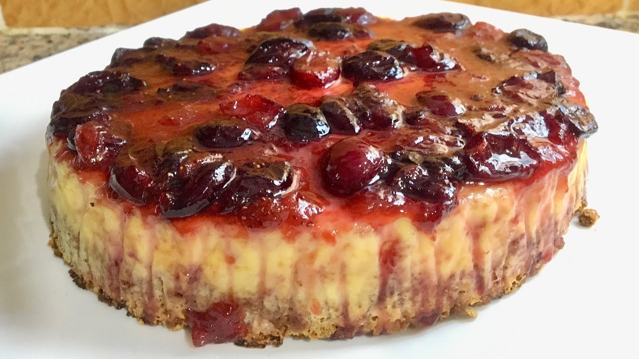 Baked cherry cheesecake - YouTube