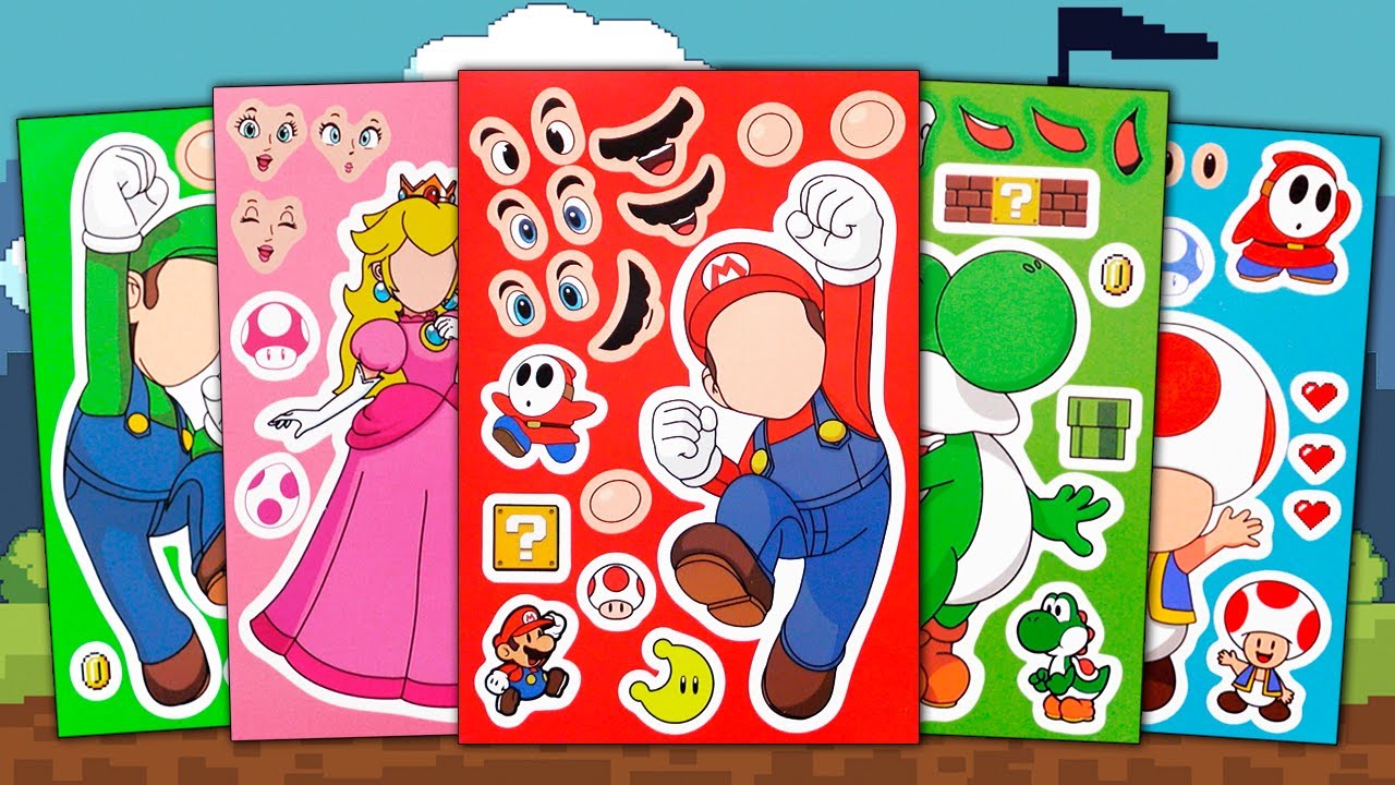 SUPER MARIO BROS STICKER BOOK MAKEOVER | LUIGI, PRINCESS PEACH, BOWSER ...