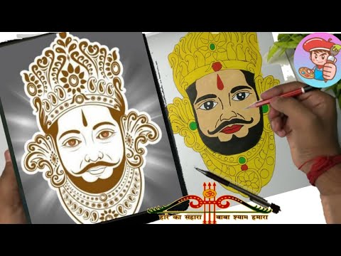 How To Draw Khatu Shyam | Step By Step | Khatu Shyam Easy Drawing ...