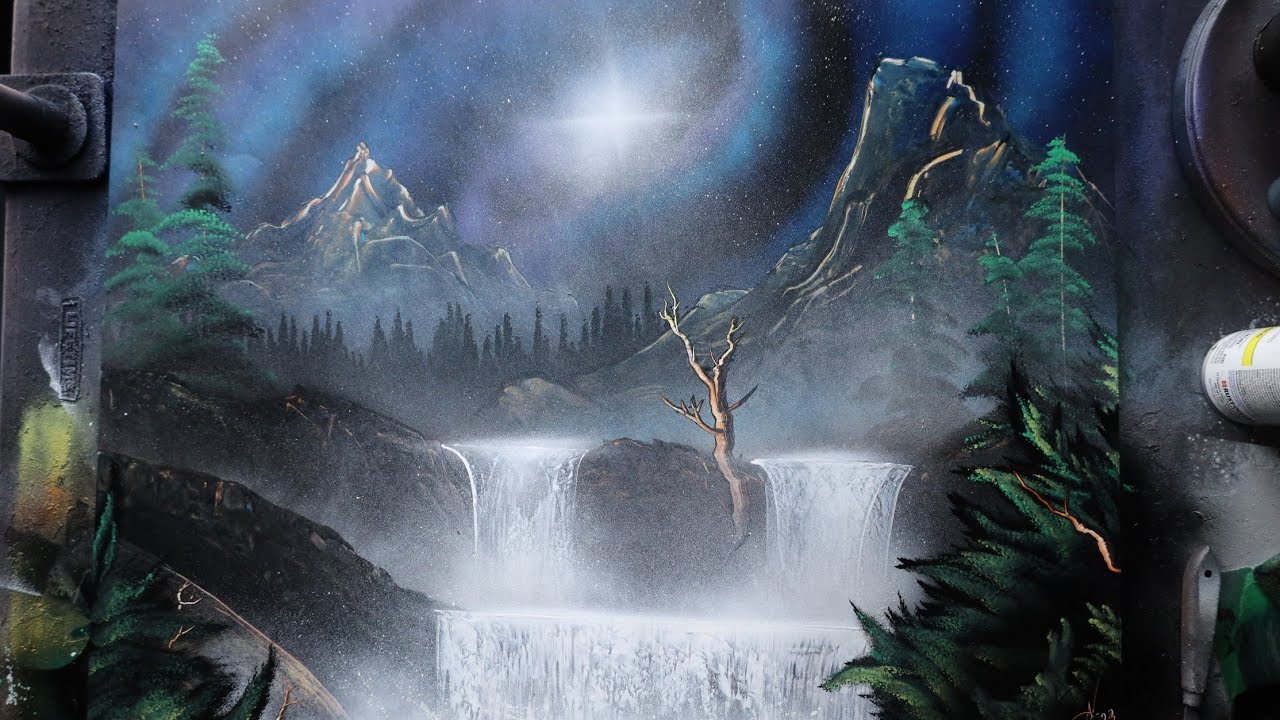 Waterfalls in Forest Spray Paint Art! - YouTube