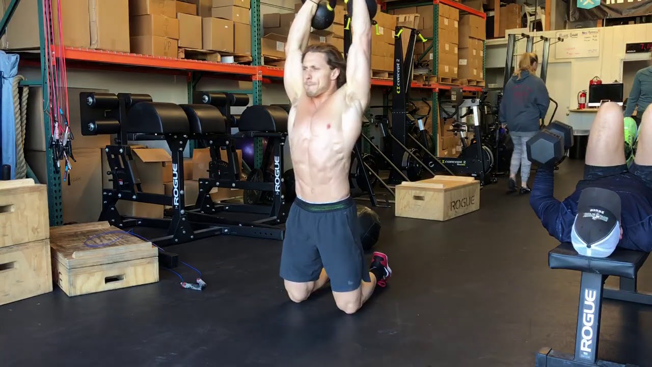 Tall Kneeling Dual Kettlebell Push Press - YouTube