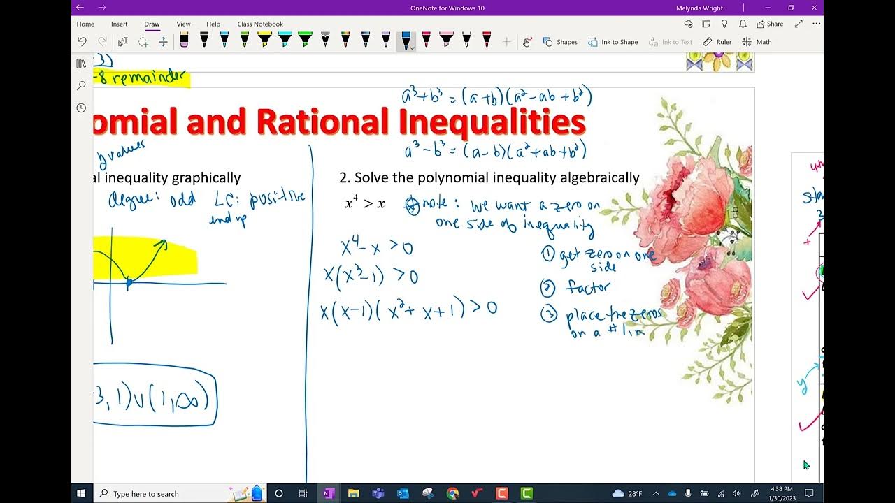 Precal Honors 4.7 Polynomial and Rational Inequalities - YouTube