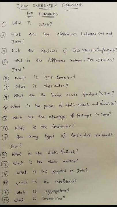 TOP 20 JAVA INTERVIEW QUESTIONS FOR FRESHER || Abi Tech || #shorts # ...