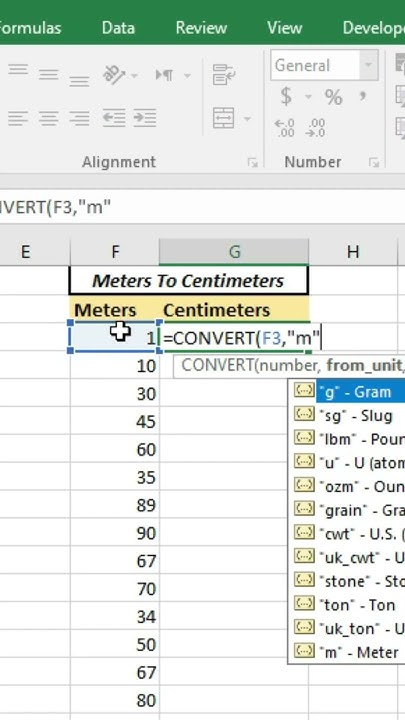 Meters convert to centimeters in excel #excel #shorts - YouTube