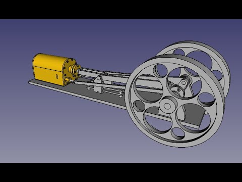 FreeCAD - AN HORIZONTAL STEAM ENGINE USING THE PUSH-PULL (CAT&MOUSE ...