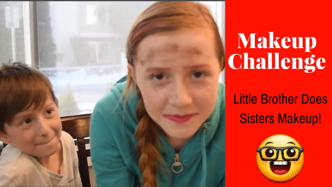 Makeup Challenge - Little Brother Does Sisters Makeup - YouTube