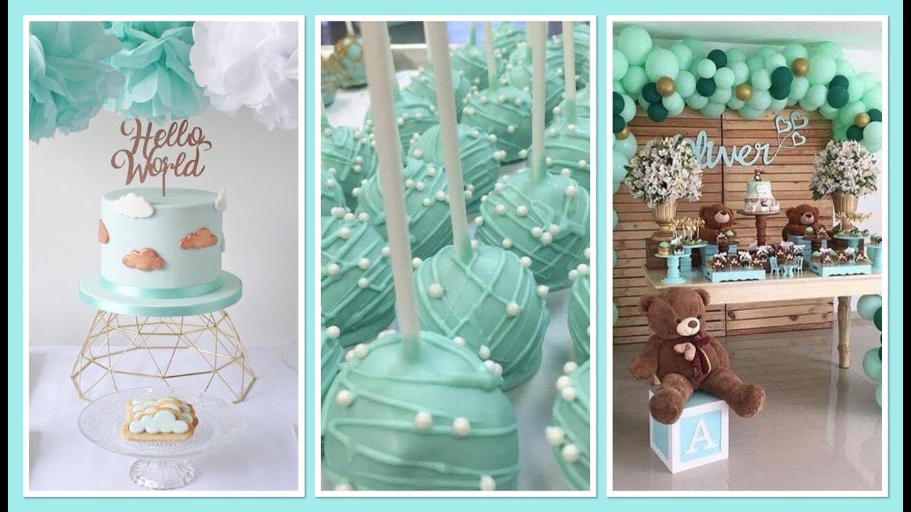 Baby Shower Fiesta Decoracion color verde menta 👶🏻 🍼 ideas 💡 - YouTube