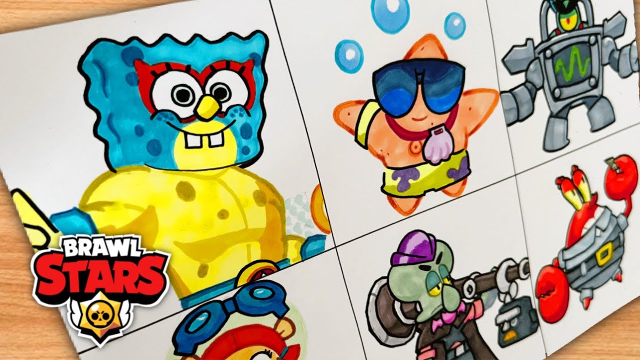 Dibujando Brawl Stars x Bob Esponja | how to draw spongebob x brawl ...