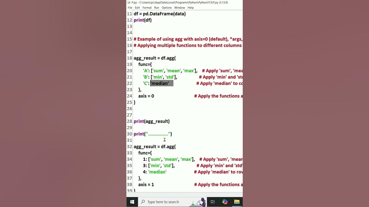 agg( ) in Pandas DataFrame in Python Programming - YouTube