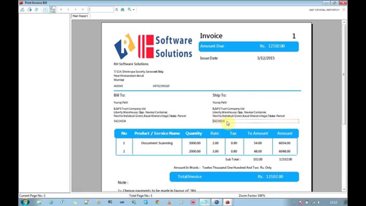 RH Invoice Billing System - YouTube
