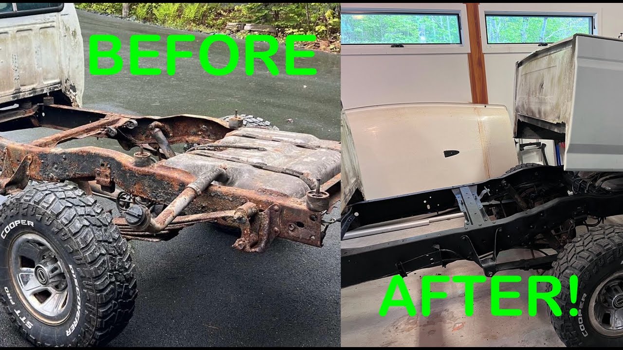 Rusty Truck Frame Clean and Paint - YouTube