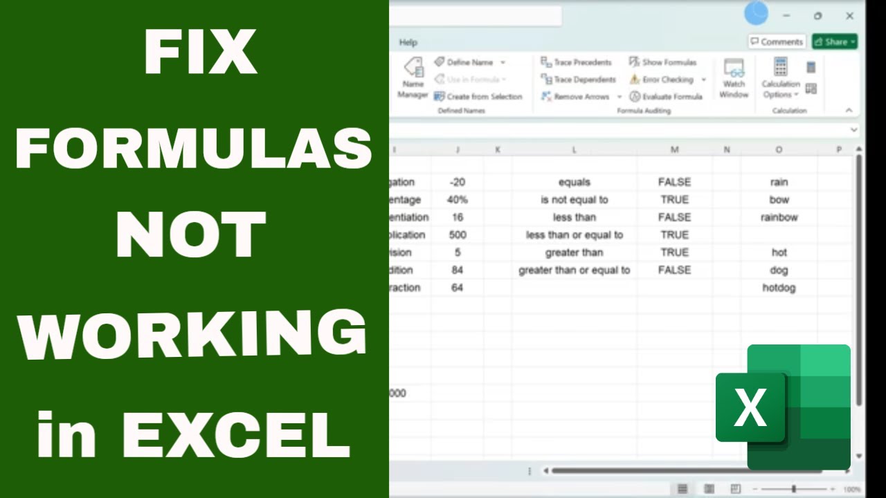 How to FIX FORMULAS That Aren't Working Properly in Excel (Troubleshoot Broken Formulas) - YouTube
