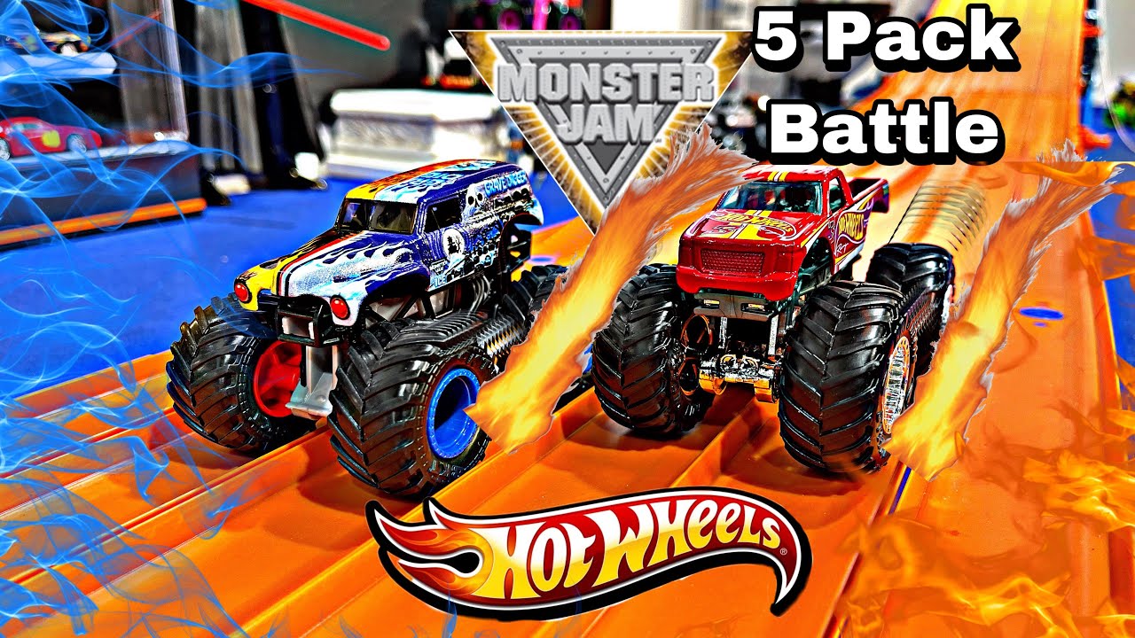 HWMT 2020 Smash Squad vs Monster Jam Fire & Ice 5 Pack Downhill Track ...