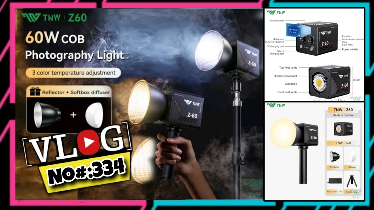 VLOG no#334 | Unboxing|TNW Z60 LED Video Light 60W Handle Photography ...
