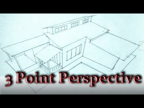 How to draw a house 🏠 in 3 point perspective with pencil ️ and ruler ...