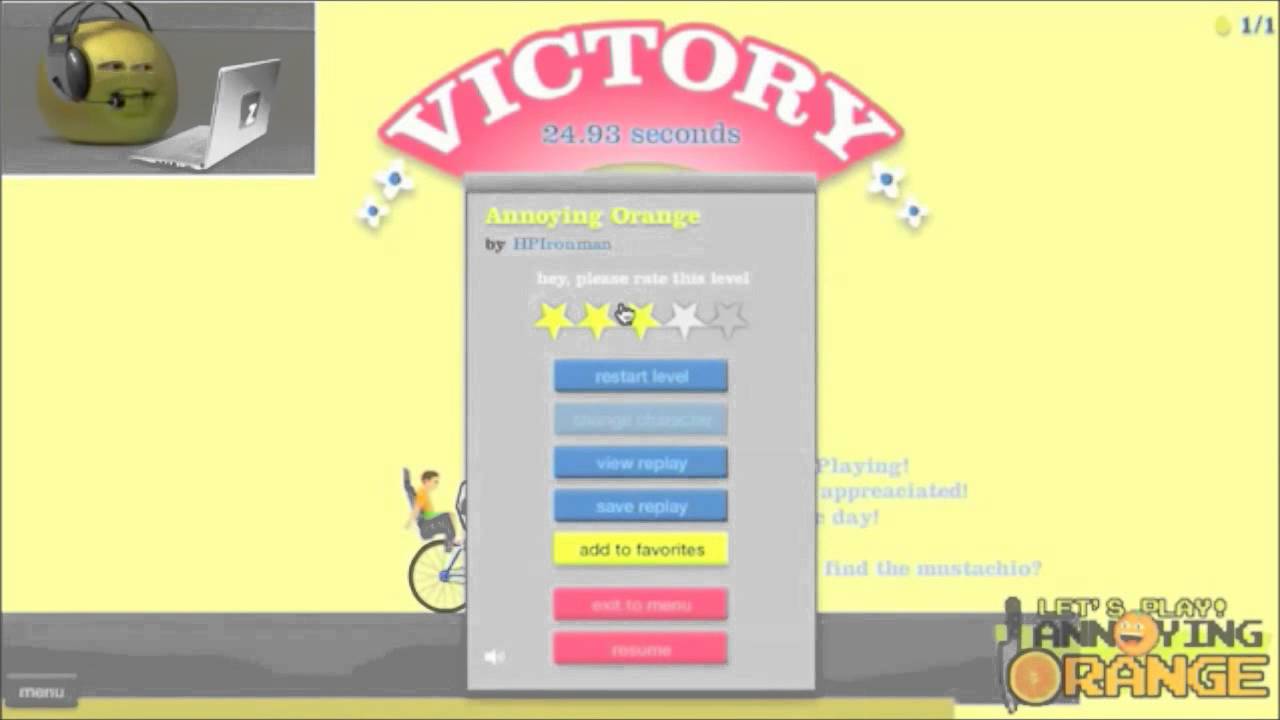Annoying Orange - Let's Play Grapefruit Fails At Happy Wheels #1 With ...