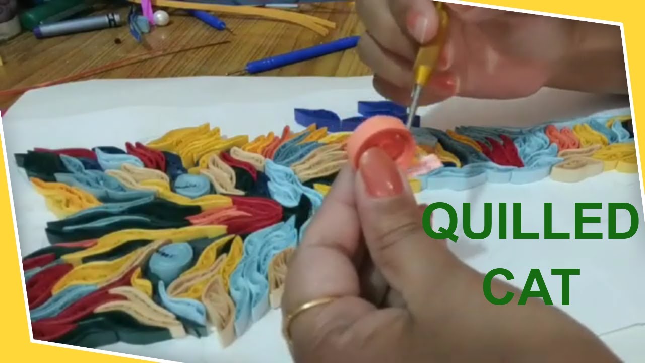 HOW TO MAKE PAPER QUILLED CAT USING ONLY ONE QUILLING SHAPE / 3 D ...
