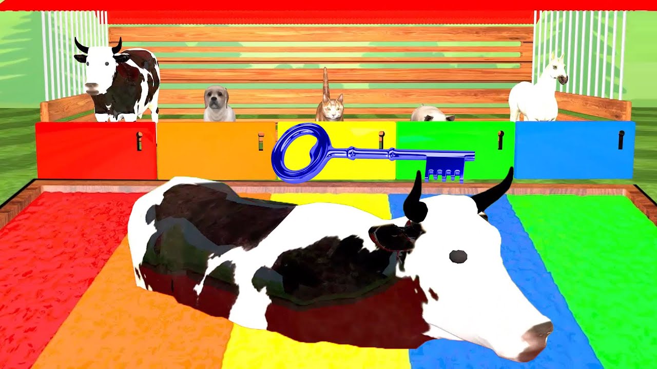 Choose The Right Key With Farm Animals - 3D Animals for kids - Farm ...