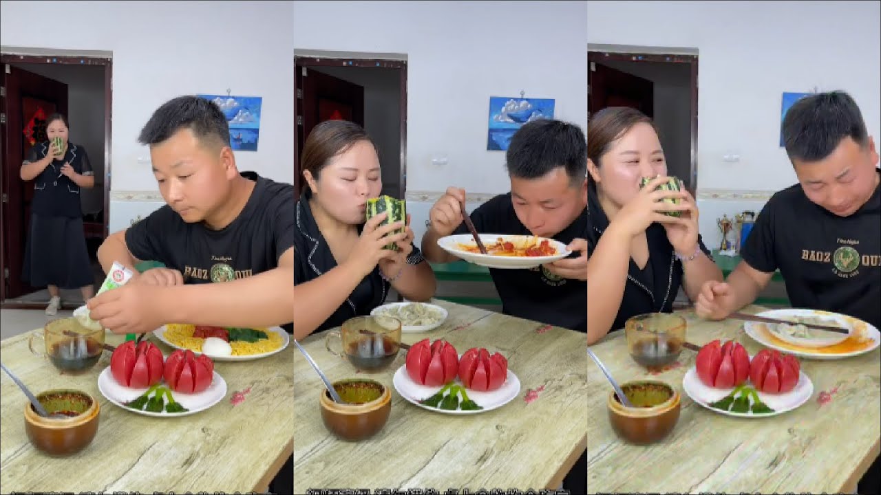 Funny eating and broadcasting - YouTube