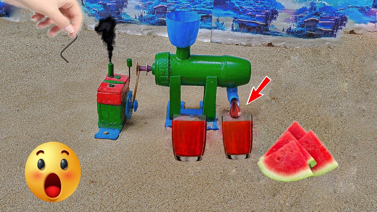 Diy tractor watermelon juice machine mini science project || flour mill ...