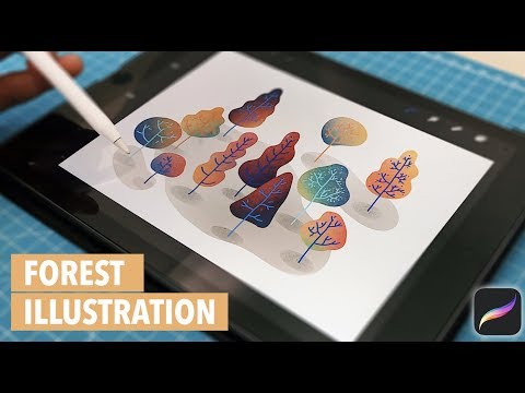 PROCREATE | What brushes to use | CREATING A FOREST ILLUSTRATION ON ...
