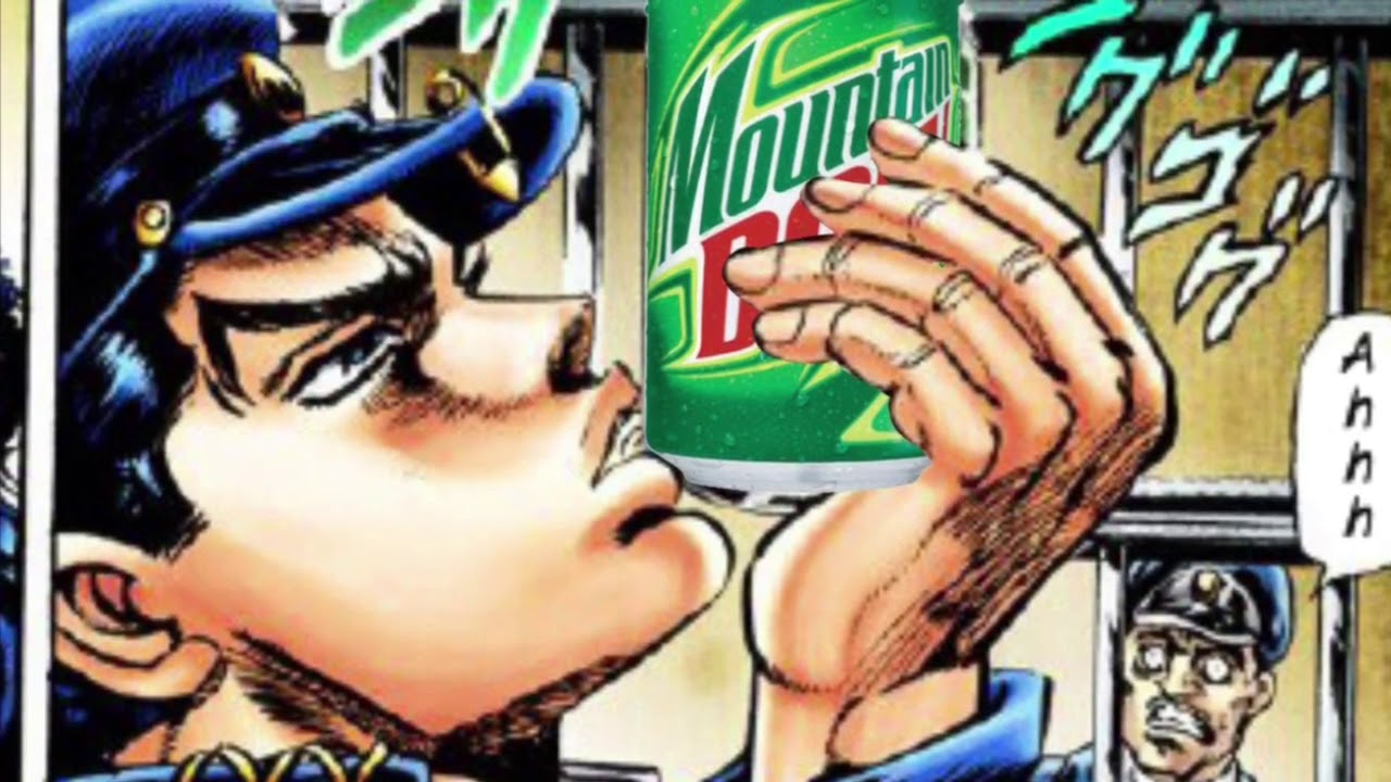 Jotaro drinks a refreshing Mountain Dew - YouTube