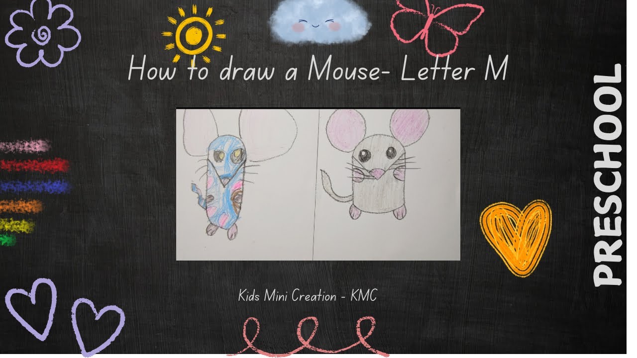 How to draw a mouse - Letter M - PRESCHOOL - YouTube