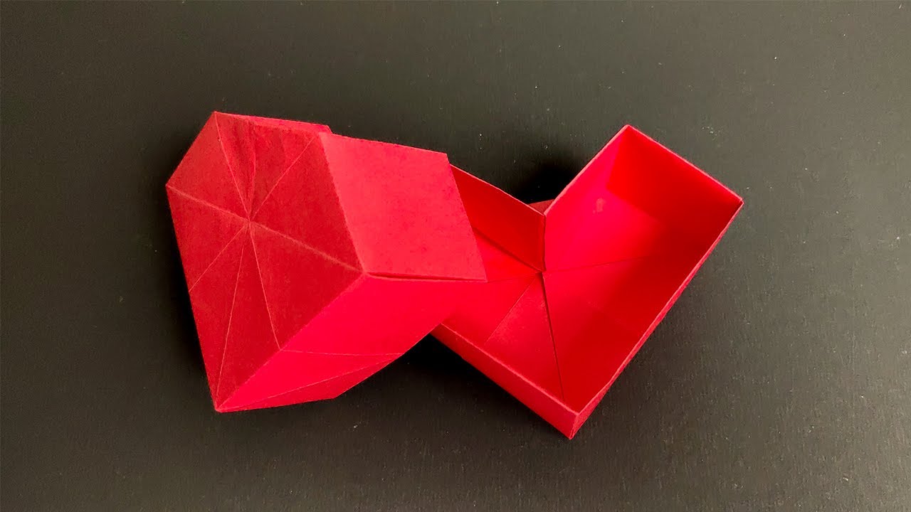 Origami Heart Box with a Lid | Easy Heart Gift Box (Made With Just a ...