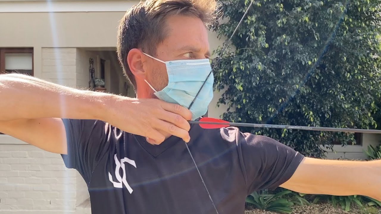 Shooting a recurve bow with a face mask. COVID-19 Safety. - YouTube
