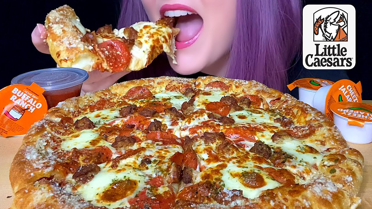 ASMR LITTLE CAESARS PIZZA MUKBANG (NO TALKING) PEPPERONI & CHEESE ...
