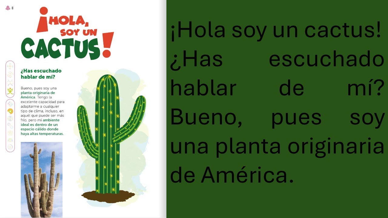 3° Grado. Libro de Múltiples Lenguajes. Lectura 1: Hola soy un cactus ...